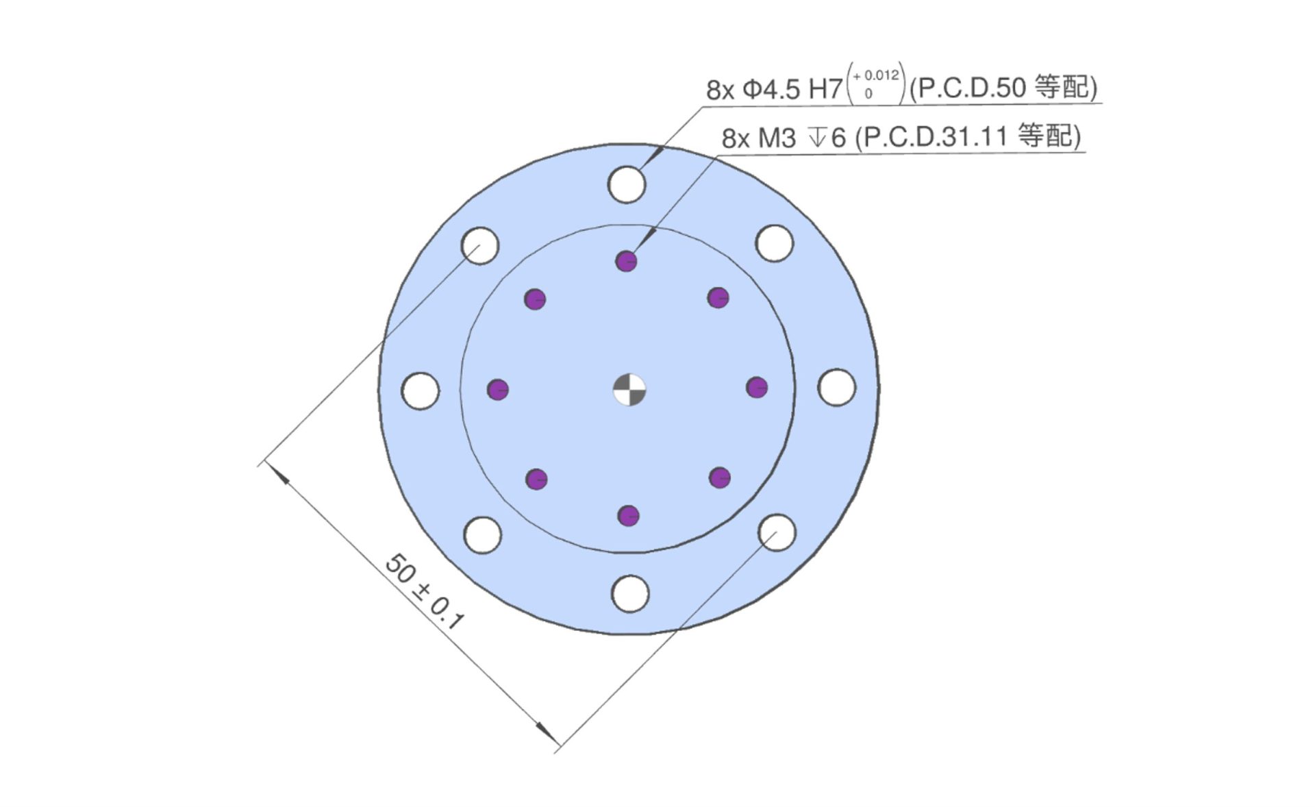 【切削丸物】斜め方向公差追加・原点を中心としたP.C.D.穴表示開始のお知らせ | meviy | ミスミ